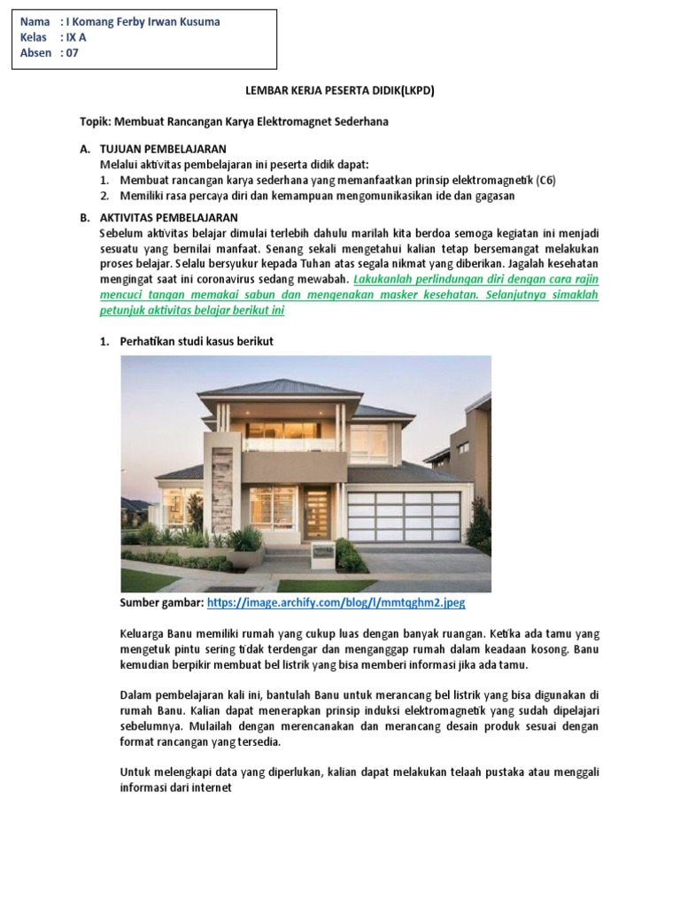 LKPD Membuat Rancangan Karya Elektromagnetik Sederhana | PDF