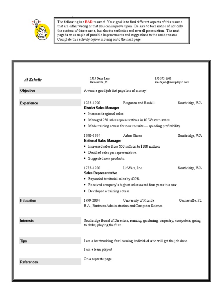Bad Resume Example | PDF | Advertising | Programmer