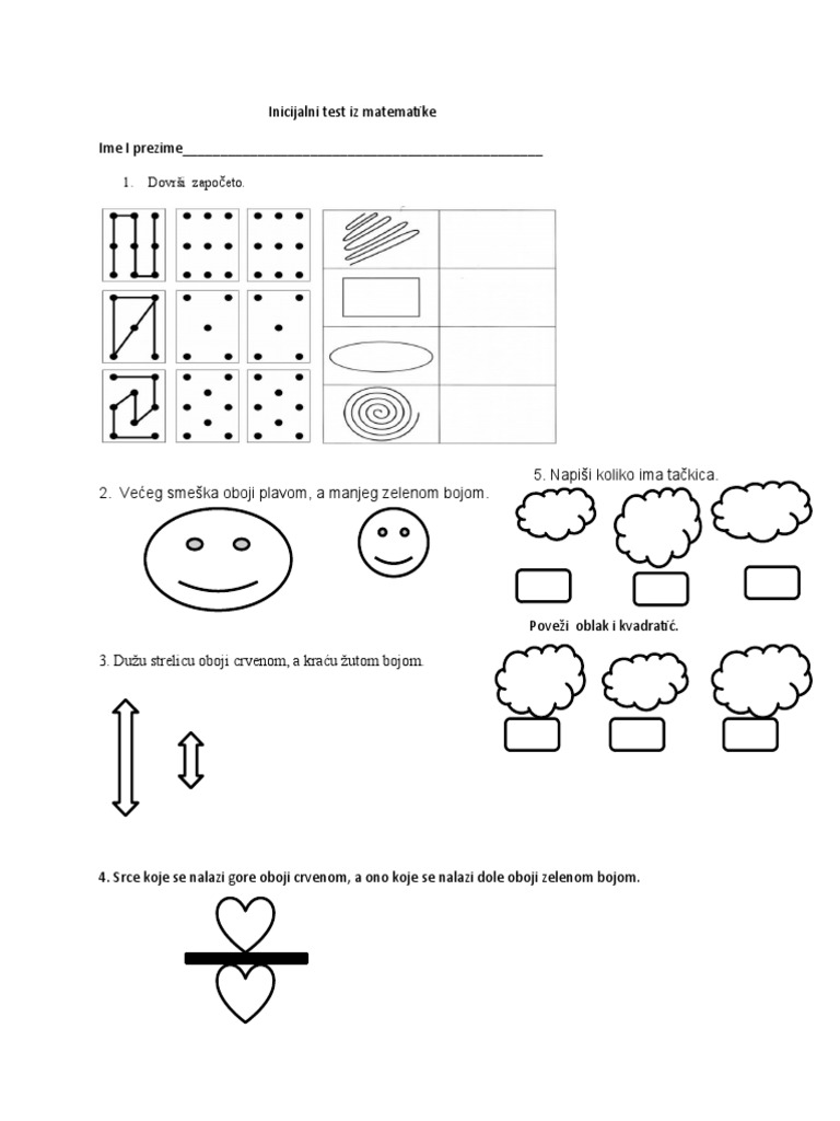 Inicijalni Testovi Za Prvi Razred | PDF