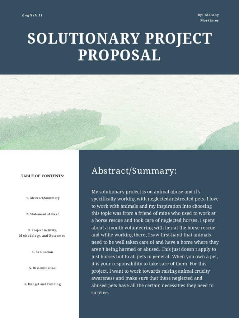 Solutionary Project Proposal | PDF | Fundraising | Cruelty To Animals