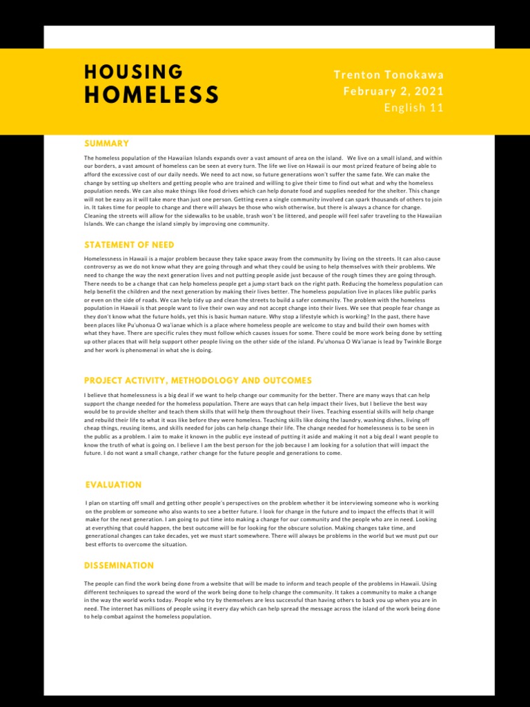Project Proposal | PDF | Homelessness | Society