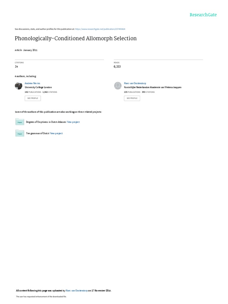 Phonologically-Conditioned Allomorph Selection | PDF | Stress ...