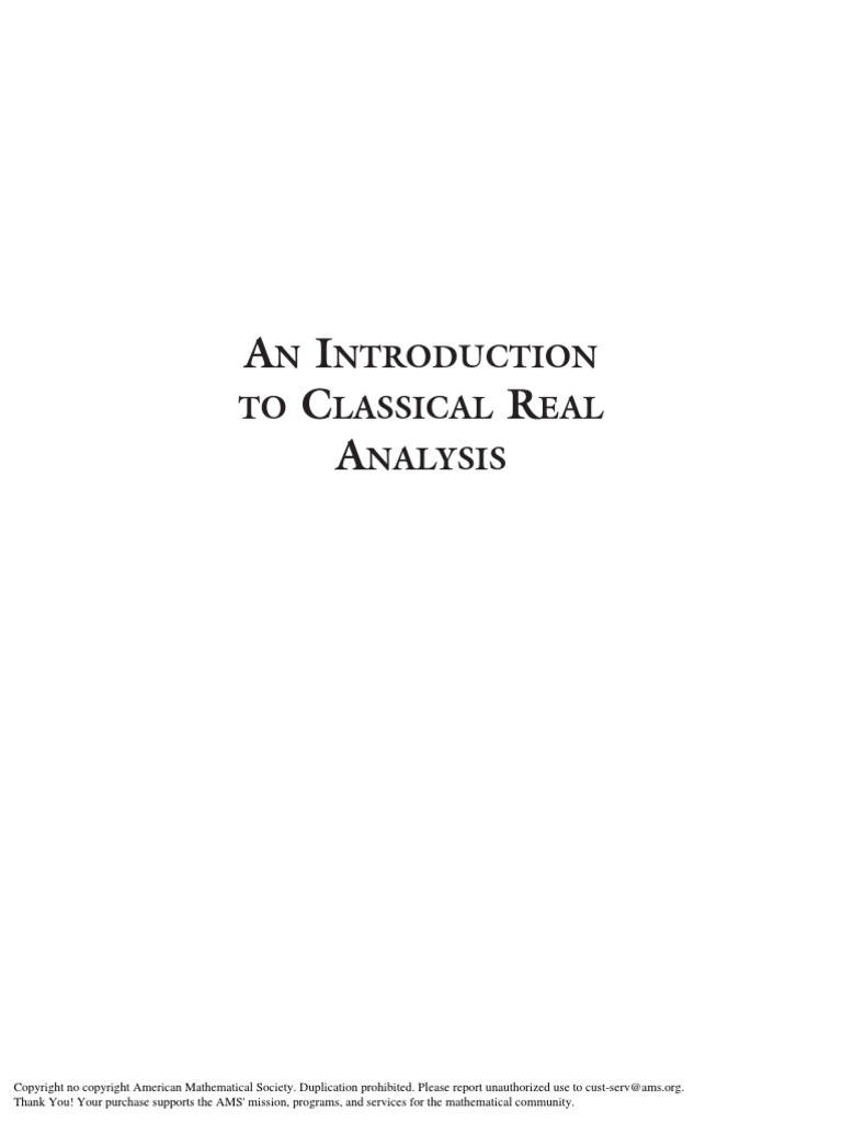 An Introduction To Classical Real Analysis | PDF | Copyright ...
