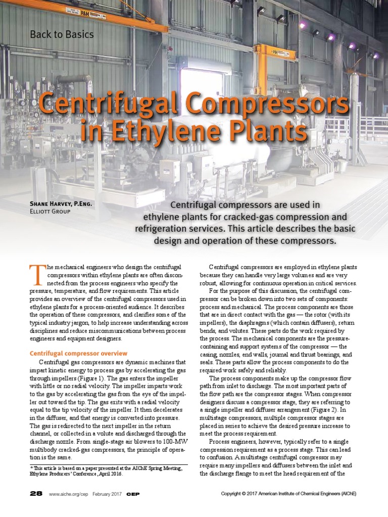Centrifugal Compressors in Ethylene Plants | PDF | Turbomachinery | Gases