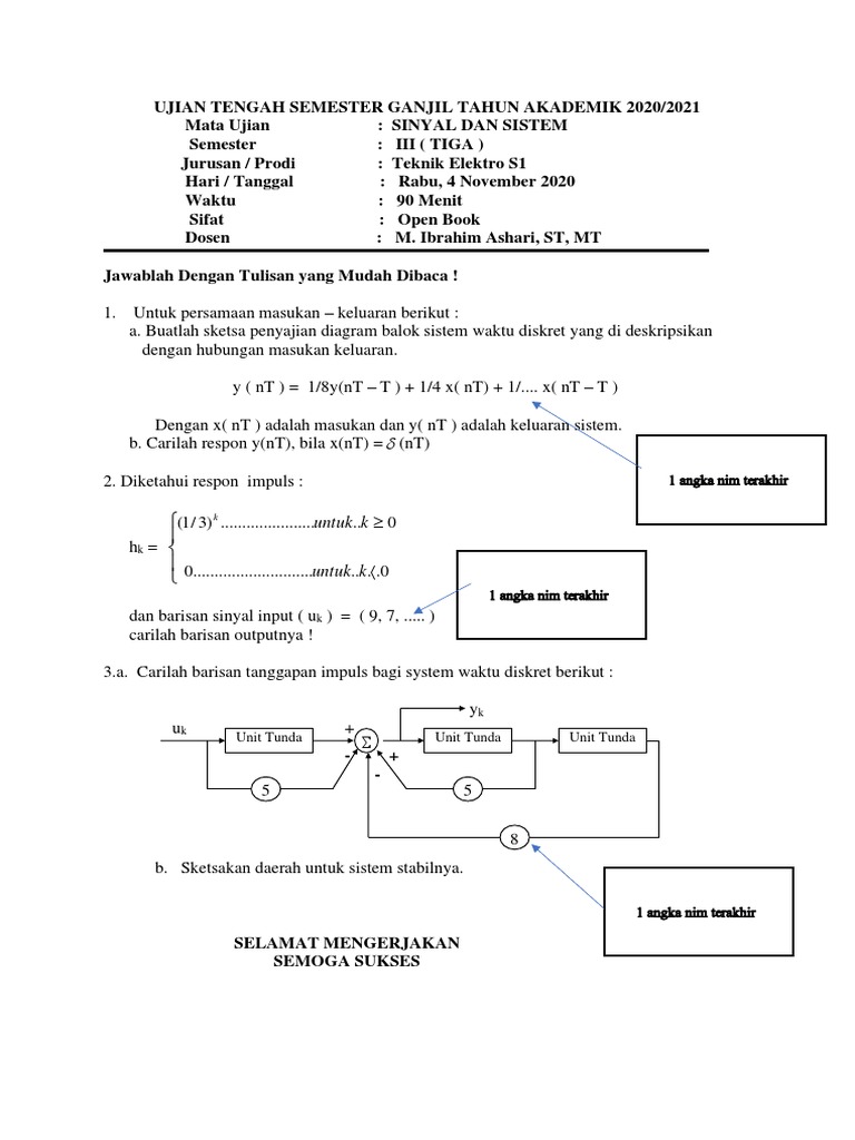 Uts Sinyal Dan Sistem | PDF | Metode & Bahan Ajar
