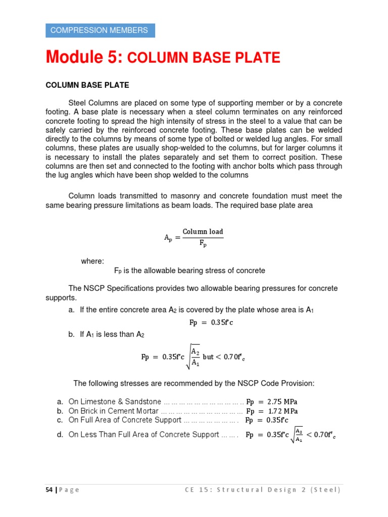 Column Base Plate | PDF | Column | Concrete