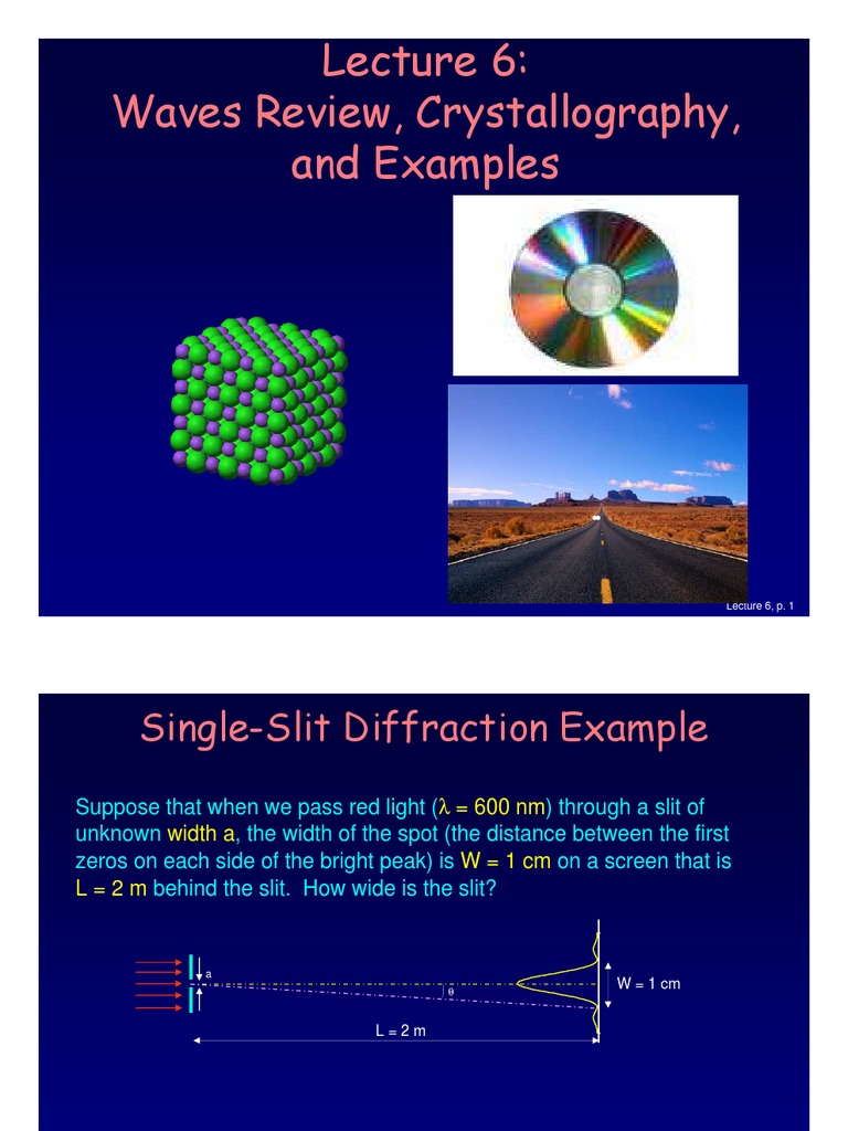 Waves Review, Crystallography, and Examples: Lecture 6, P. 1 | PDF | Angular Resolution ...