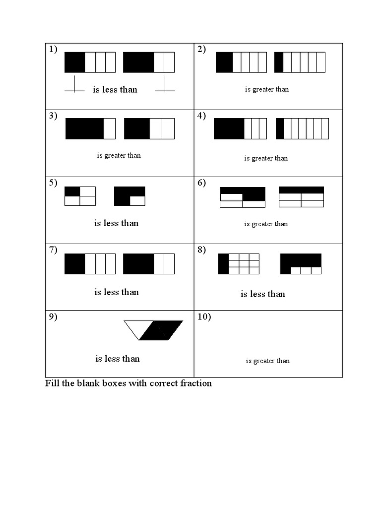 Fill in the Correct Fractions | PDF