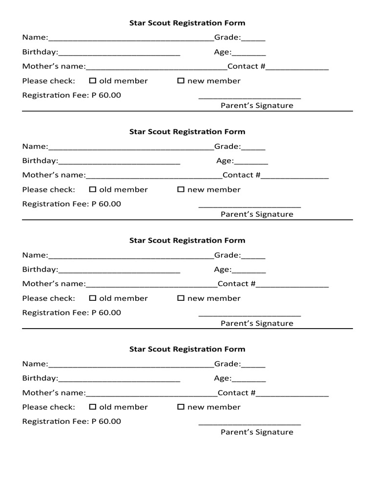 Star Scout Registration Form 2024 | PDF