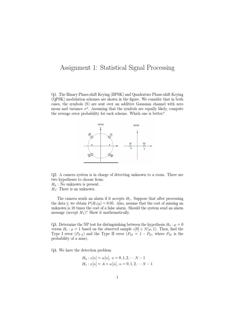 Assignment 1: Statistical Signal Processing | PDF | Statistical Theory ...