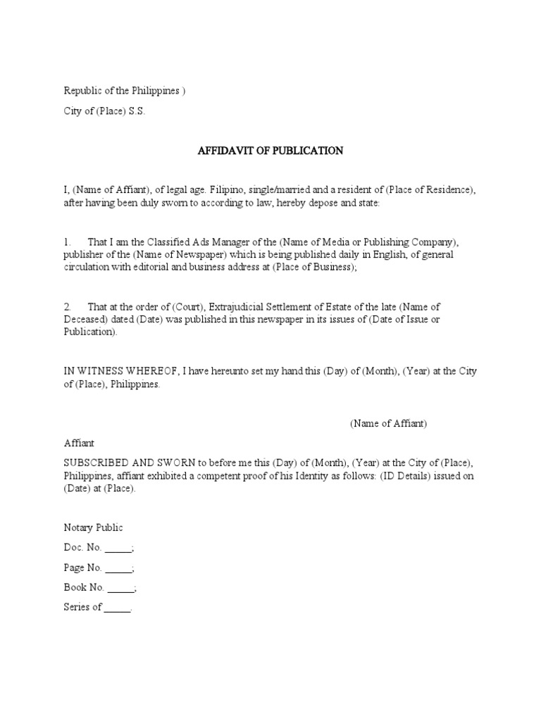 Affidavit of Publication Notice | PDF