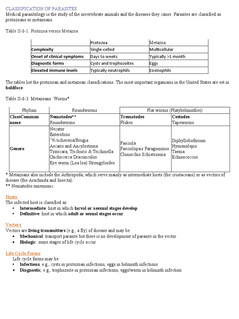 Classification of Parasites | PDF | Protozoa | Parasitism