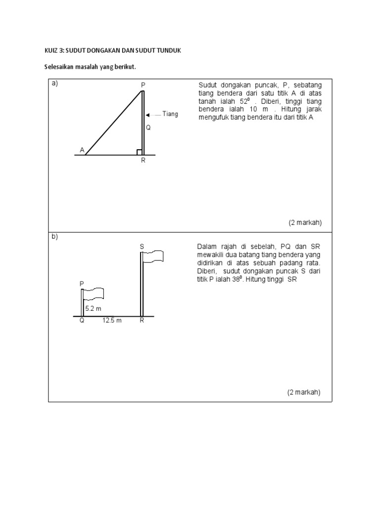 Kuiz 3 Sudut Dongakan Dan Sudut Tunduk Pdf 