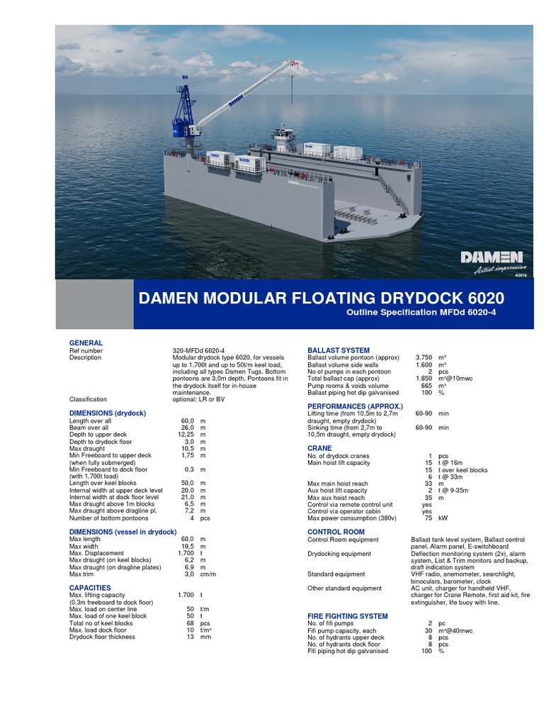 Product Sheet Damen Modular Floating Drydock 6020 02 2018 | PDF | Shipbuilding | Heavy Industry