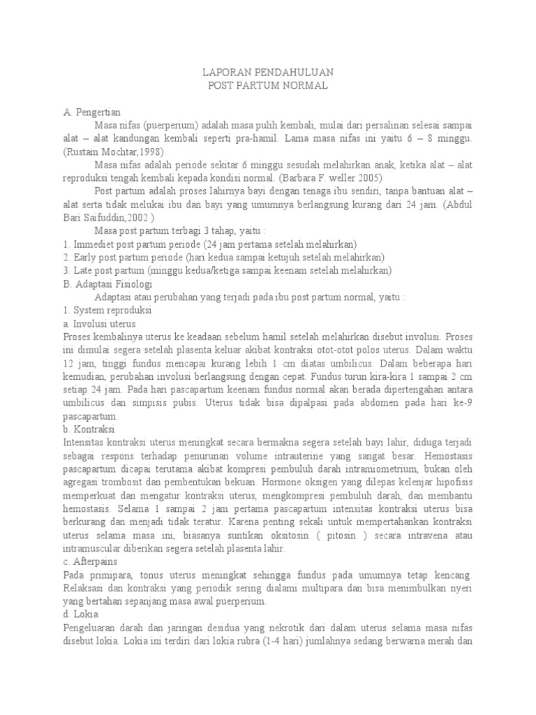 LAPORAN PENDAHULUAN Partus Normal | PDF