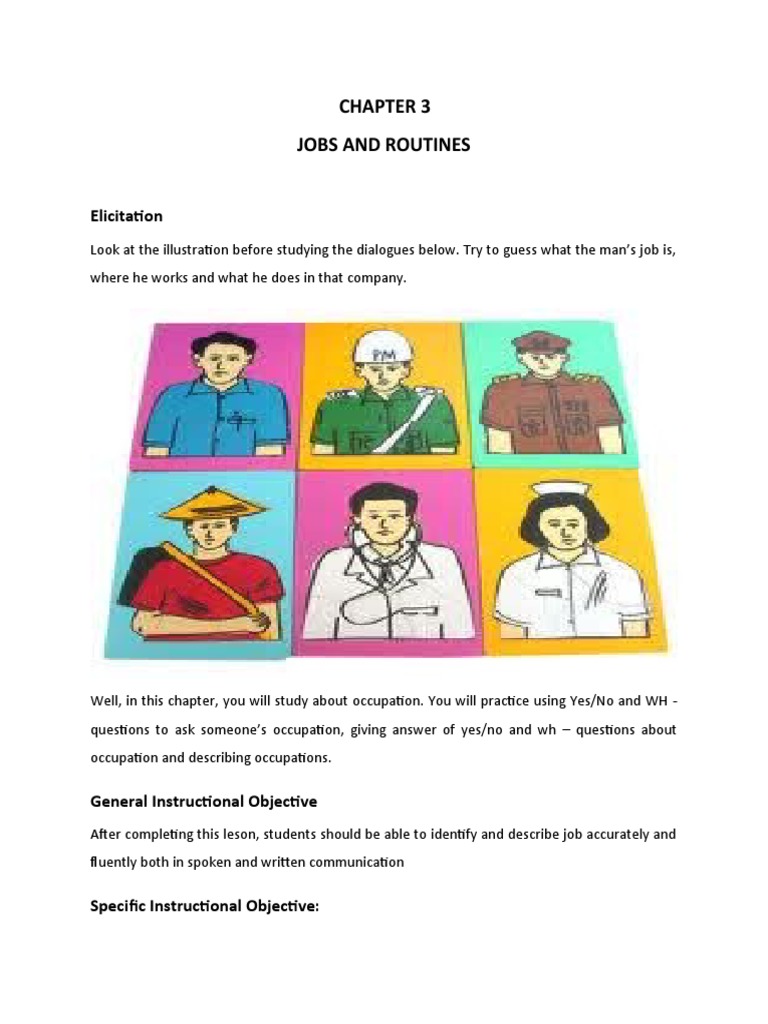 Jobs and Routines: Elicitation | PDF | English Language | Grammatical ...