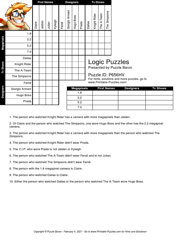 A Relatively Easy Logic Puzzle For Students | PDF | Clothing | Fashion