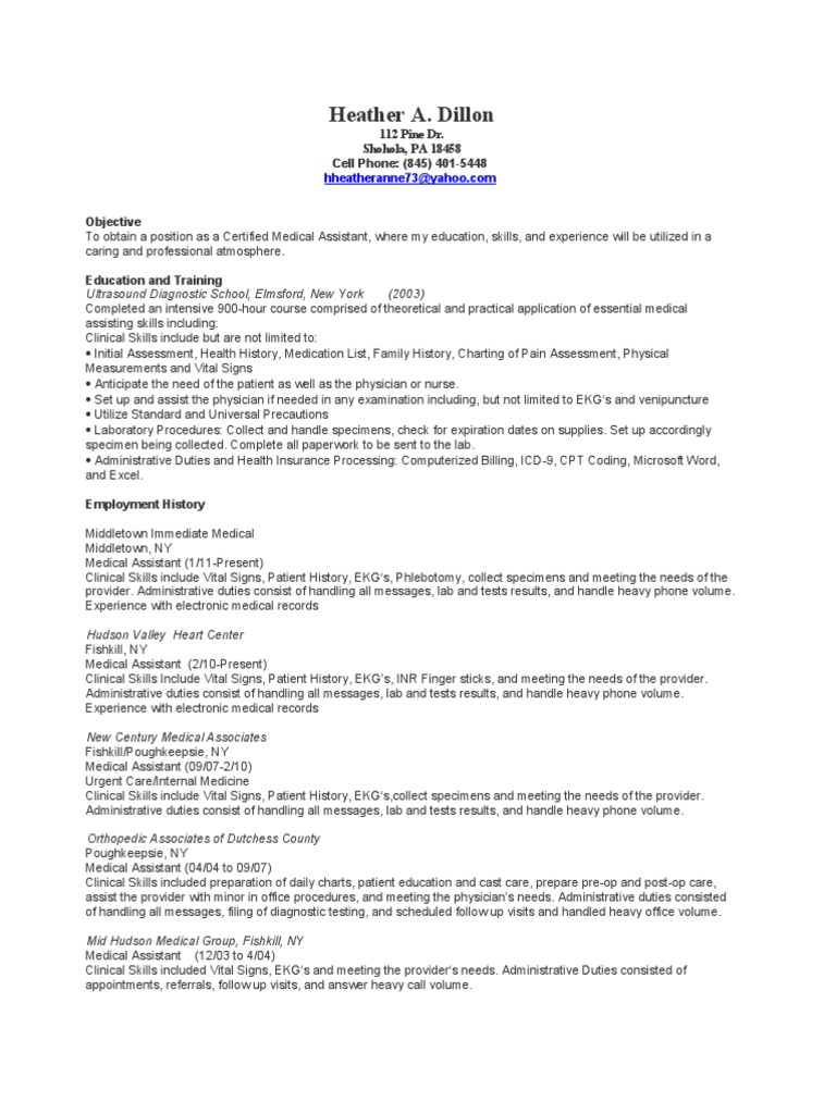 Heather Resume | PDF | Medical Record | Physical Examination