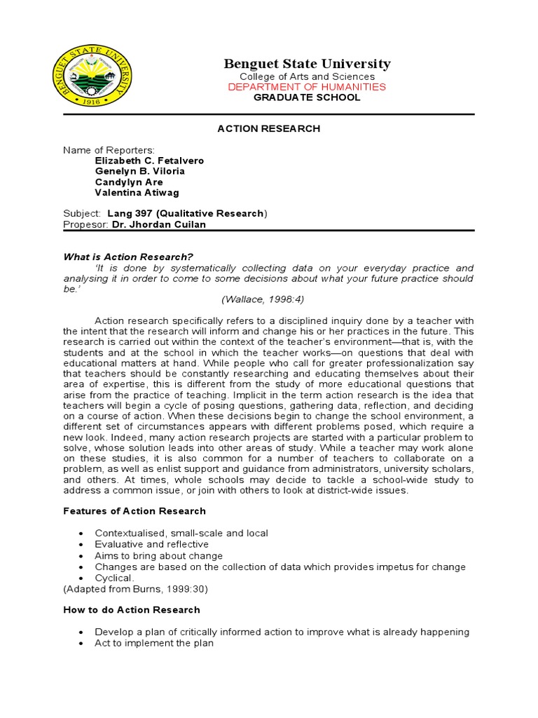 Action Research Report | PDF | Action Research | Teachers