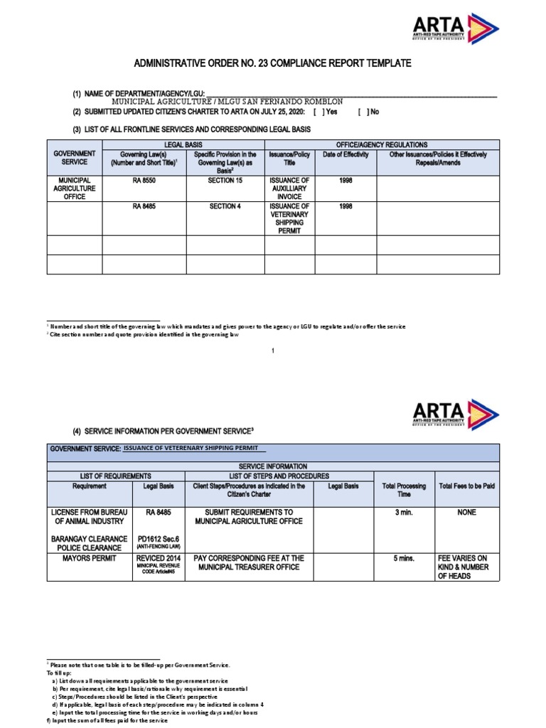 Citizens Charter Mao Arta MC 2020-04 Editable Template | PDF | Policy ...