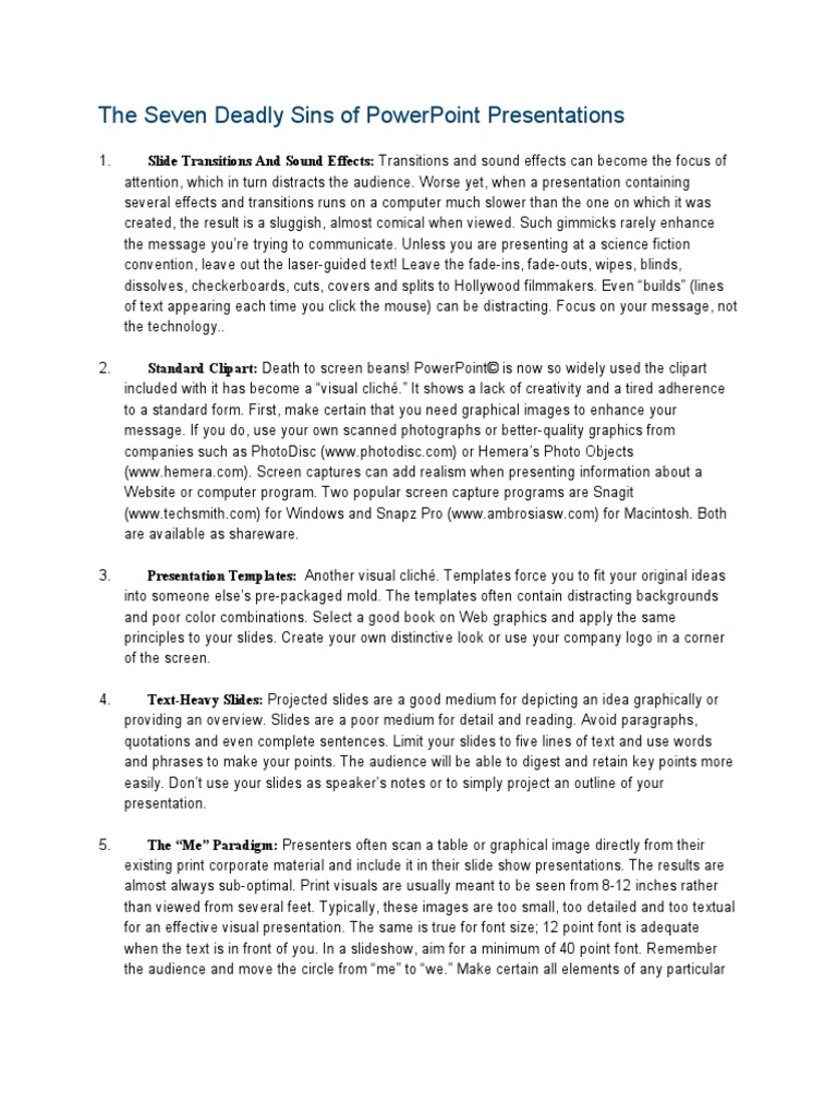 The Seven Deadly Sins of Powerpoint Presentations | PDF | Typefaces ...