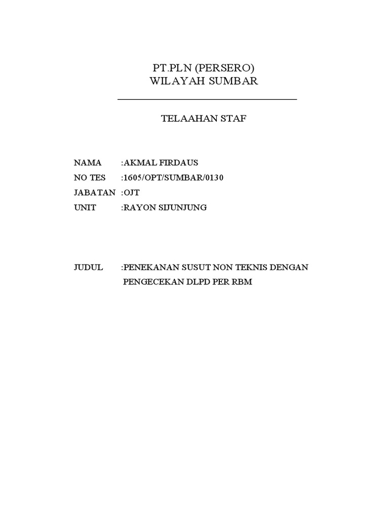 Penekanan Susut Non Teknis PLN | PDF