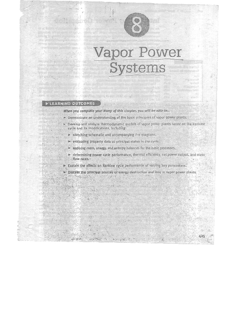 Vapor Power Sysetm - Chapter-8 | PDF