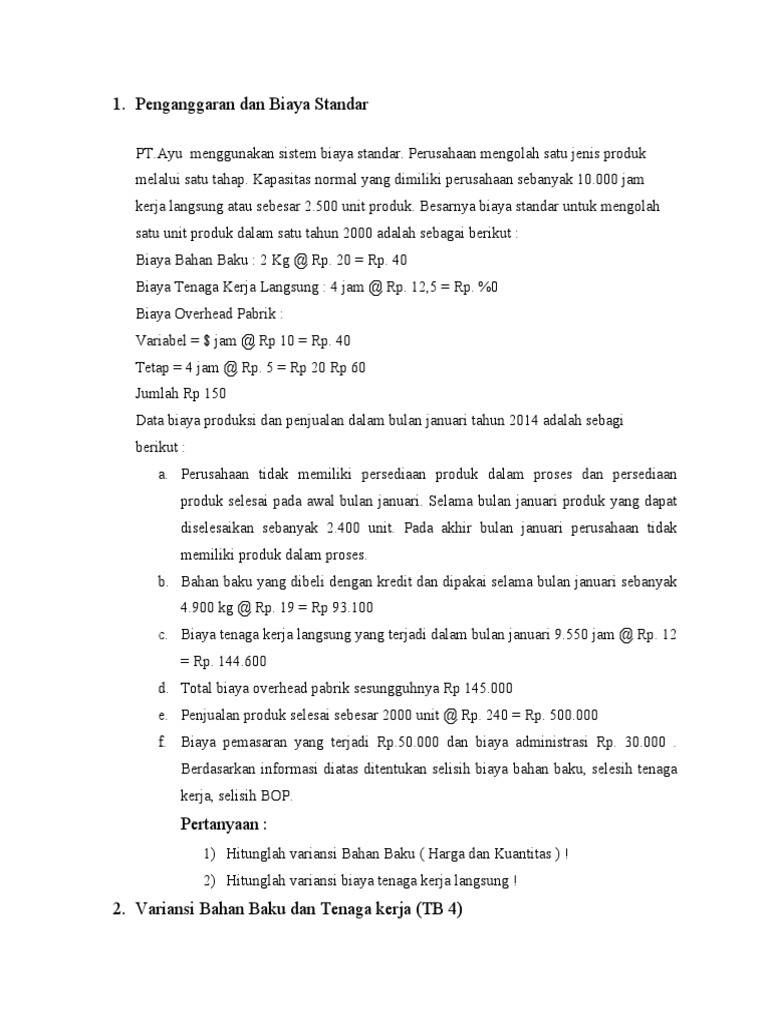 Soal Biaya Standar | PDF