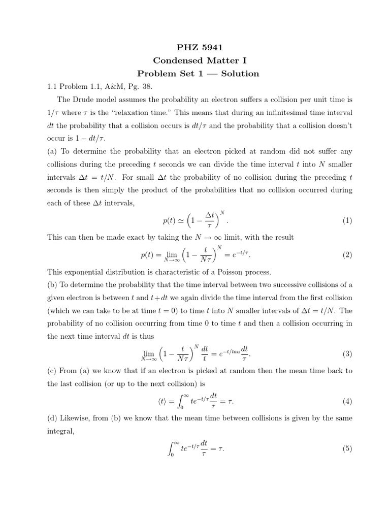 PHZ 5941 Condensed Matter I Problem Set 1 - Solution | PDF | Polarization (Waves) | Dielectric