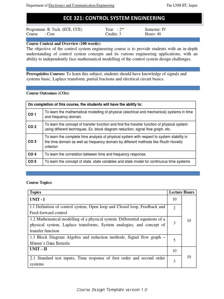 Control System Engineering - Final | PDF | Control Theory | Electronic ...