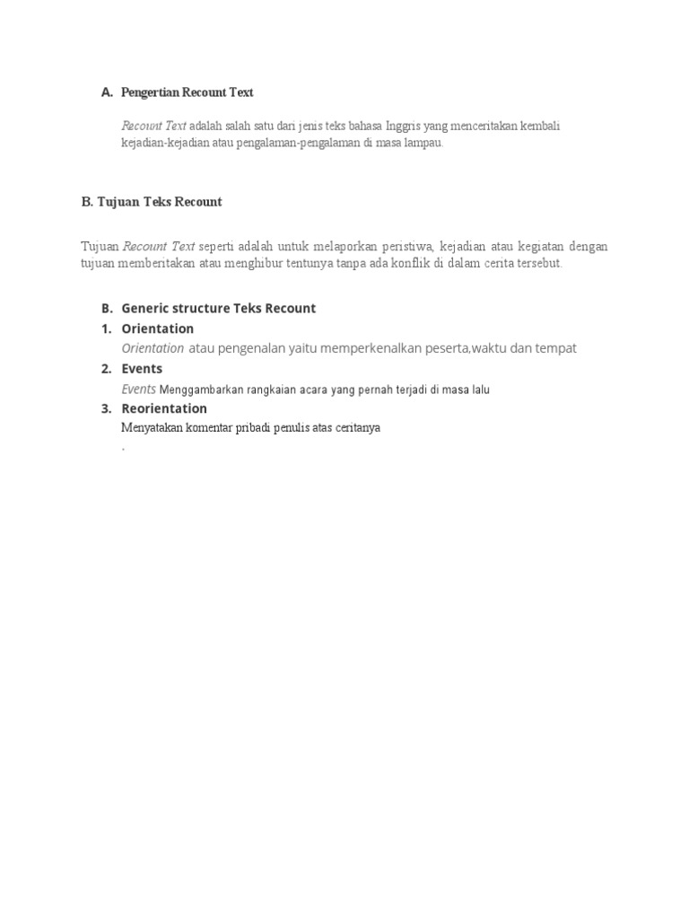 Pengertian Recount Text | PDF