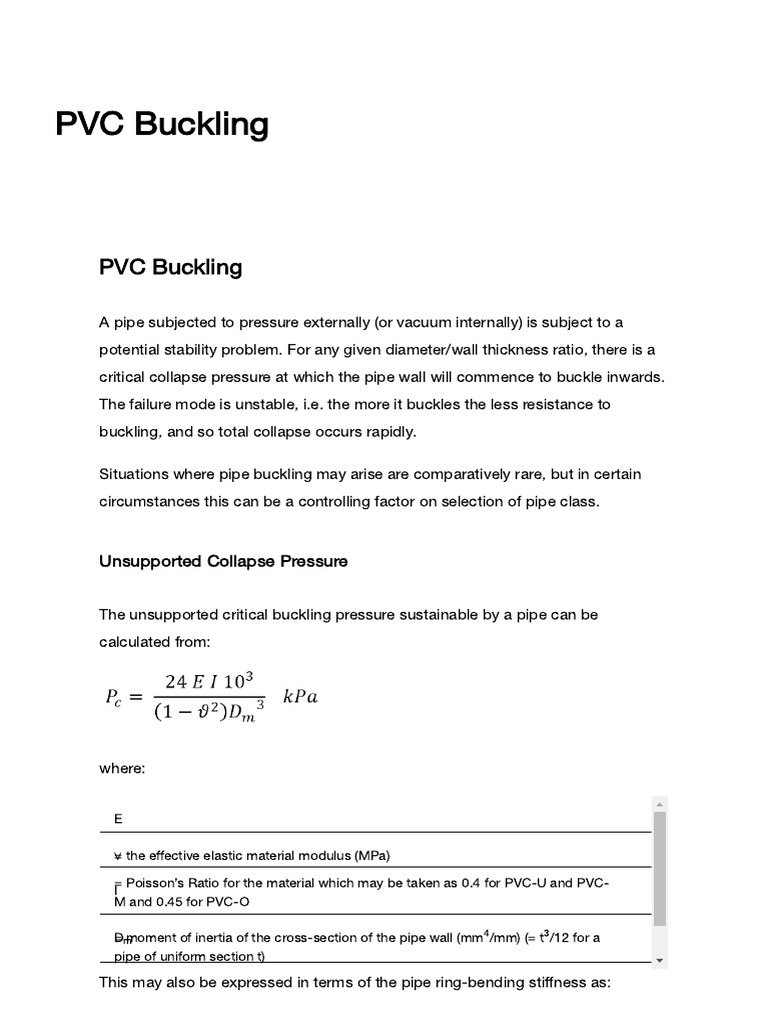 PVC Buckling - Vinidex Pty LTD | PDF | Buckling | Young's Modulus
