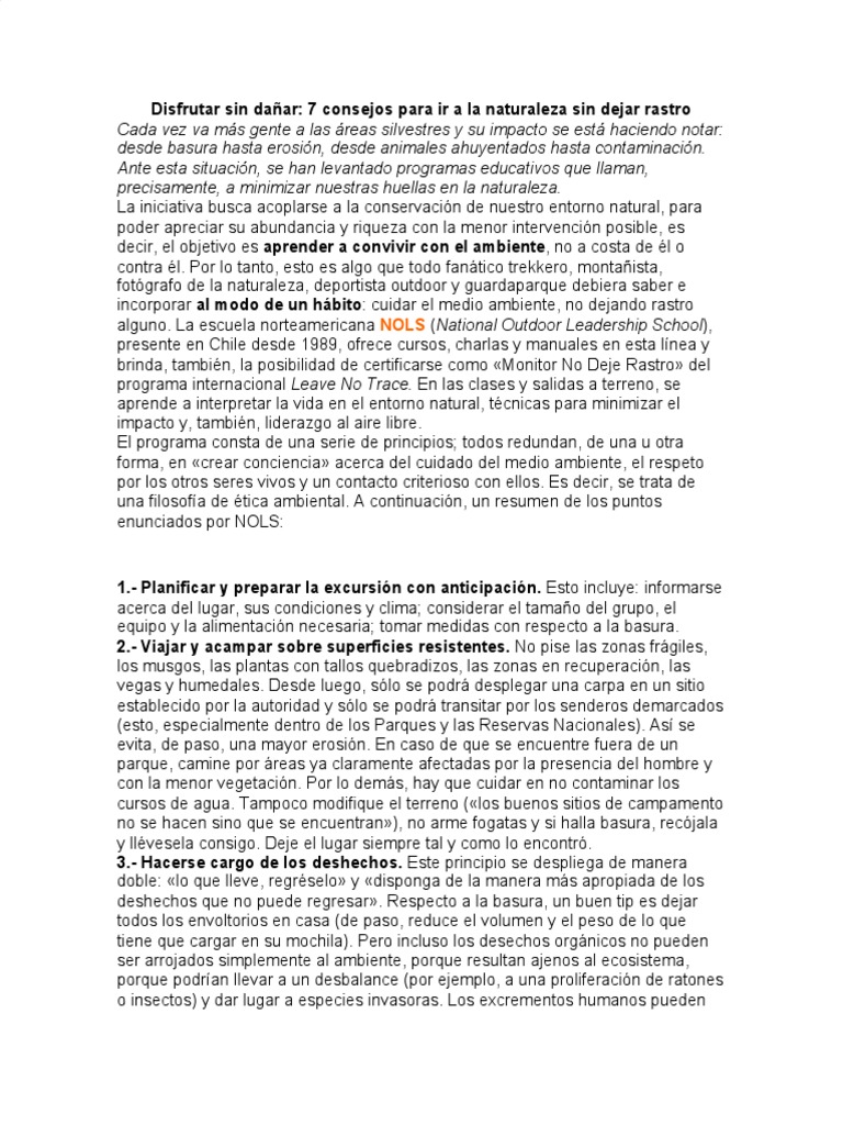 7 Pasos No Dejar Rastro | PDF | Entorno natural | Residuos