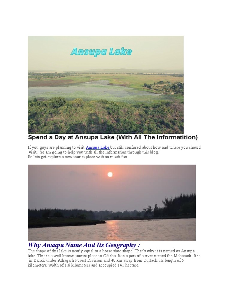 Spend A Day at Ansupa Lake | PDF