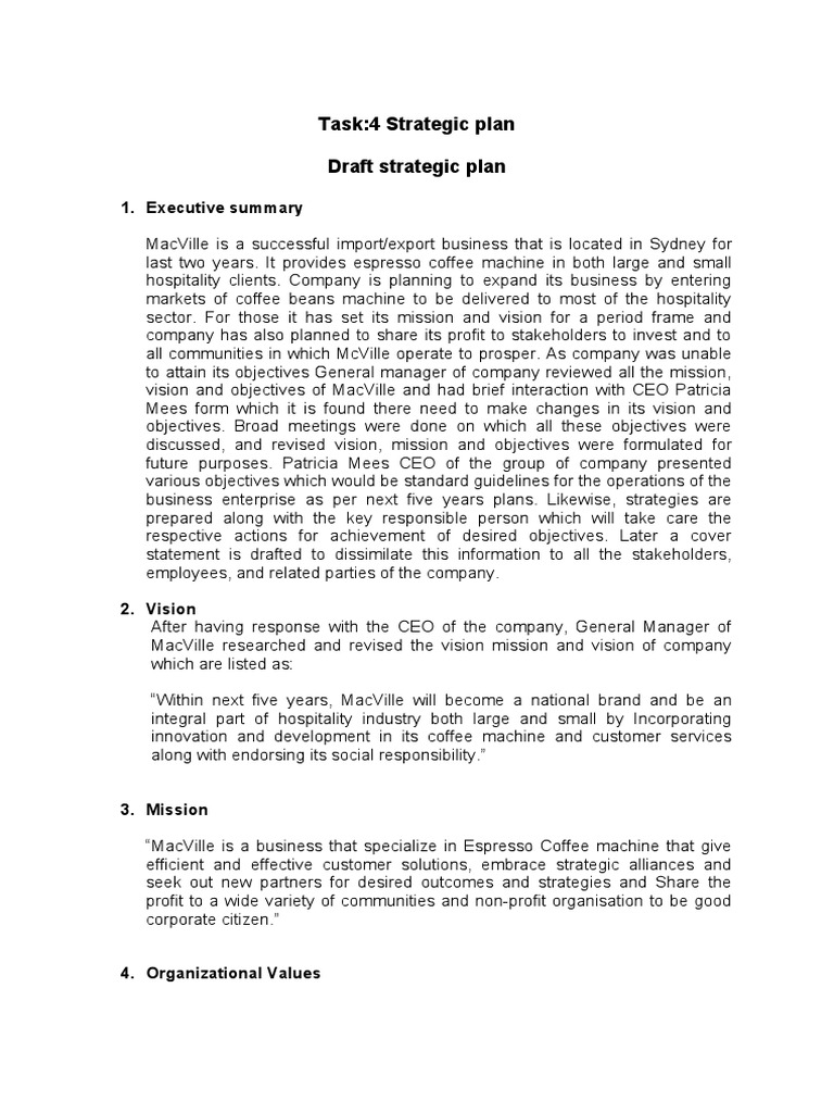 Task:4 Strategic Plan Draft Strategic Plan: 1. Executive Summary | PDF ...