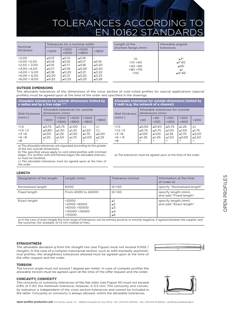 Tolerances According To en 10162 Standards: Outside Dimensions | PDF | Engineering Tolerance ...