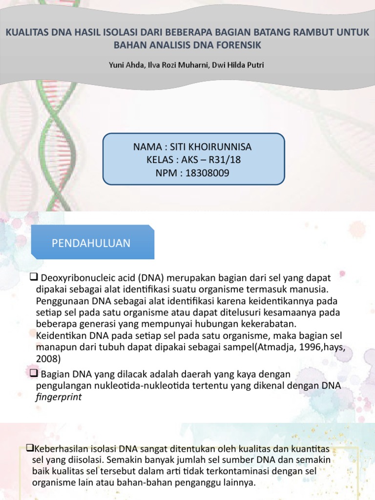 Kualitas Dna Hasil Isolasi Dari Beberapa Bagian Batang | PDF