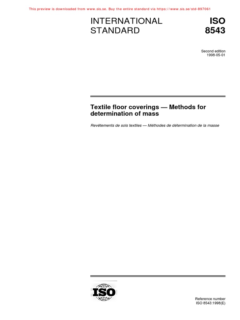 ISO - 8543 - EN - Method For Determination of Mass of Textile Floor ...