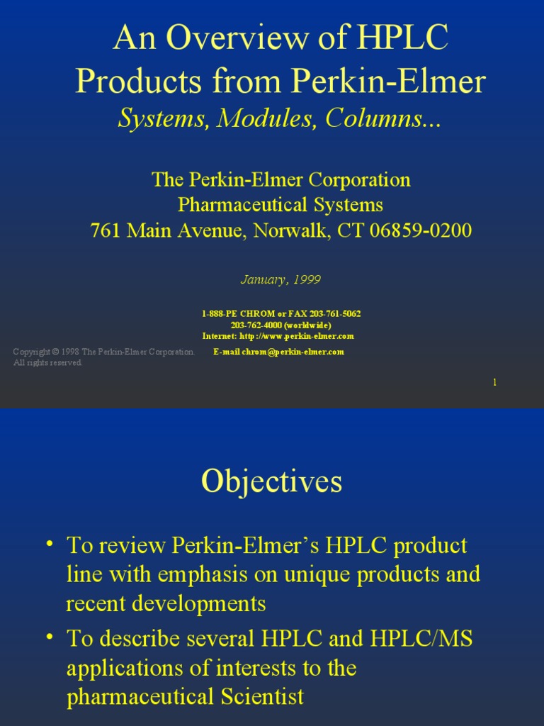 Systems, Modules, Columns... : An Overview of HPLC Products From Perkin-Elmer | PDF ...
