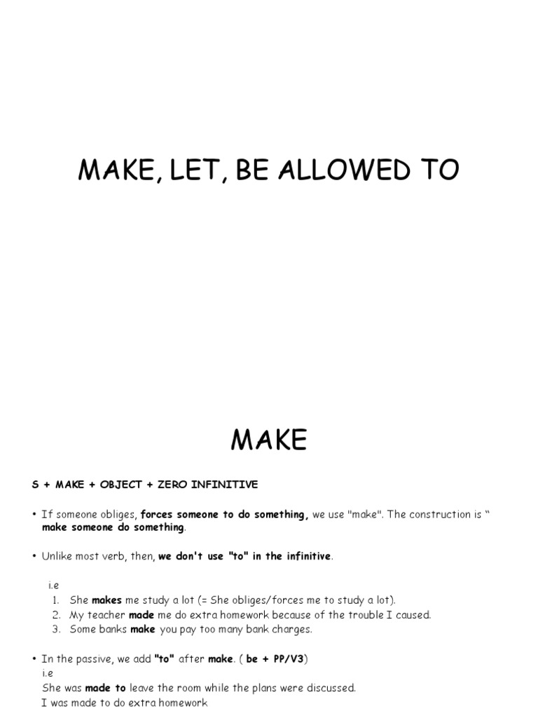 Grammar About Let, Be Allowed To, Make | PDF