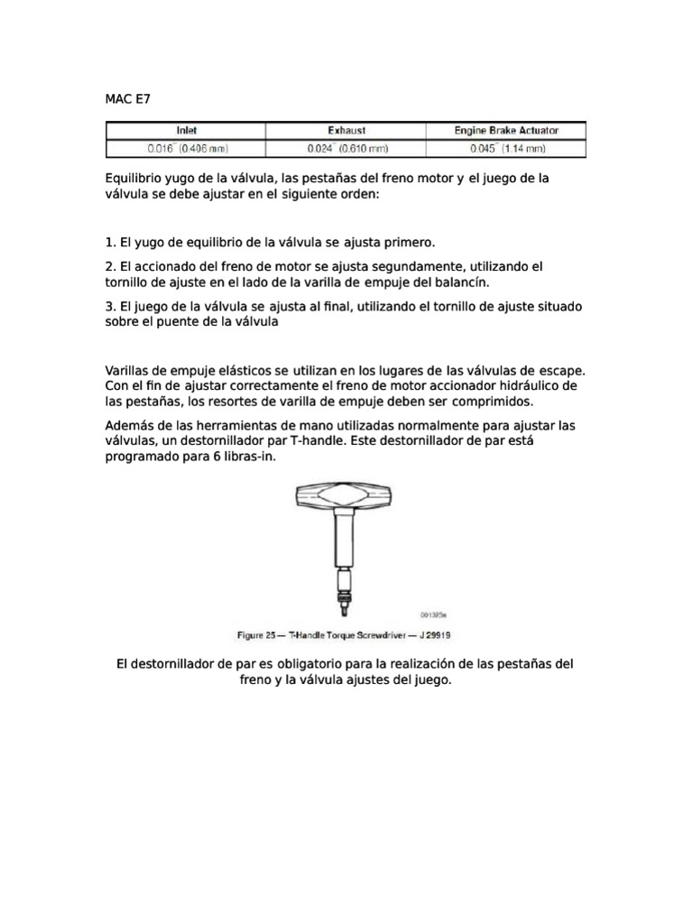 Ajuste del Yugo y Válvula en MAC E7 | PDF | Máquinas | Ingeniería mecánica