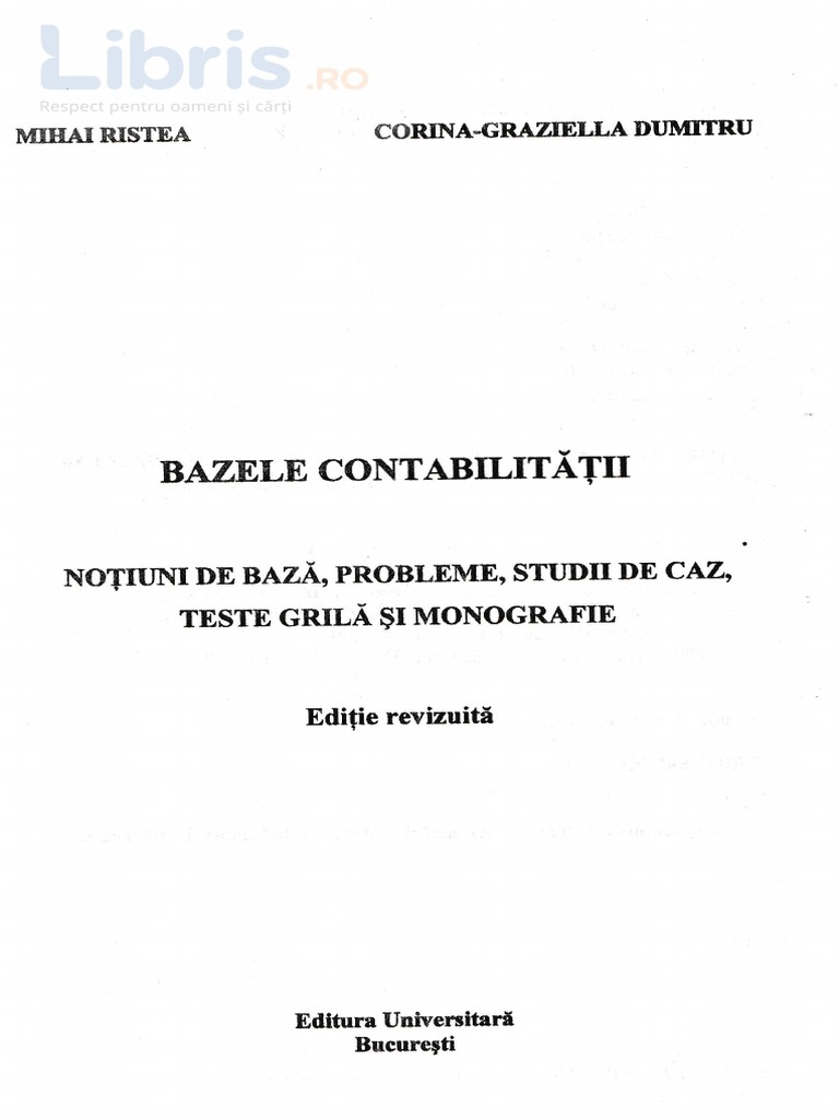 Bazele Contabilitatii - Mihai Ristea Corina-Graziella Dumitru | PDF