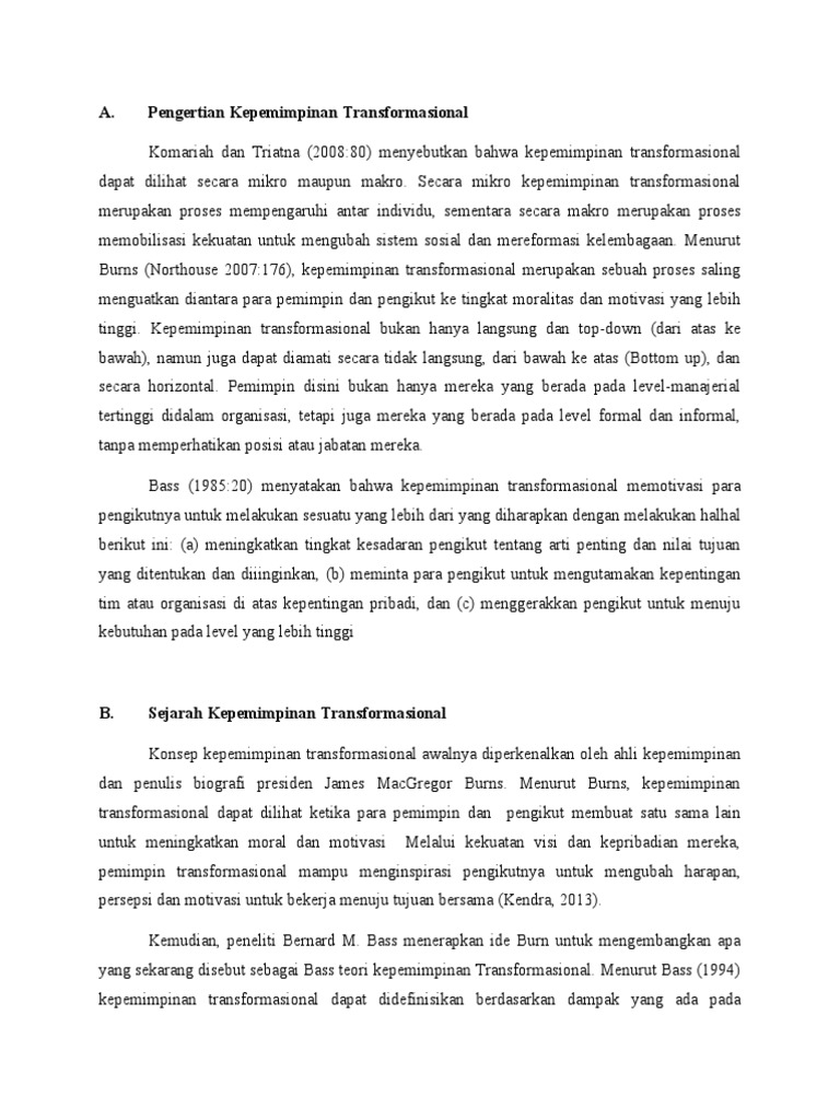 PAPER Pengertian Kepemimpinan Transformasional | PDF | Karier & Perkembangan