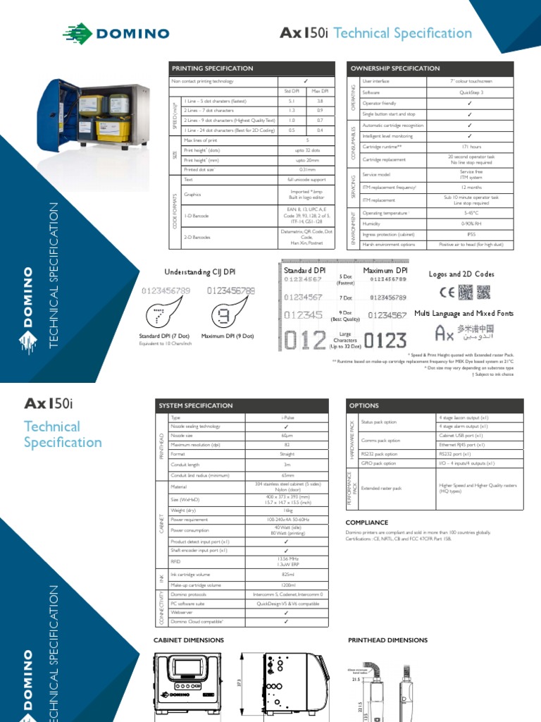 Ax150i Technical Data | Download Free PDF | Printer (Computing) | Media ...