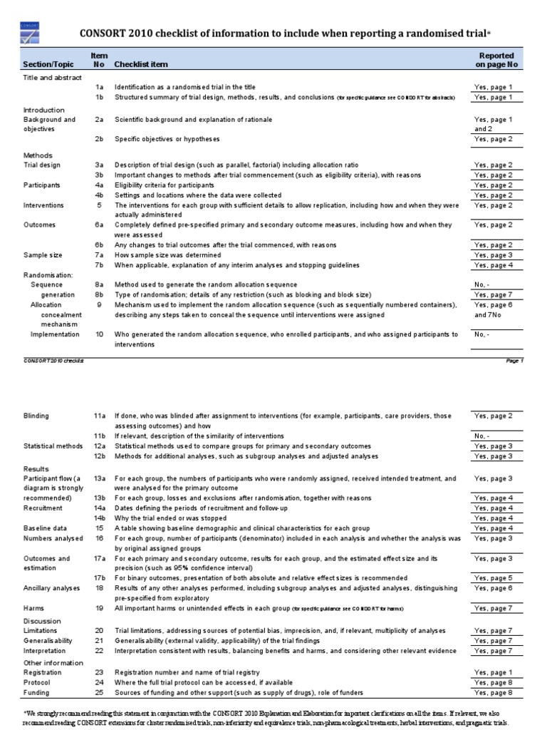 CONSORT Checklist Pulmonologi | PDF | Randomized Controlled Trial ...