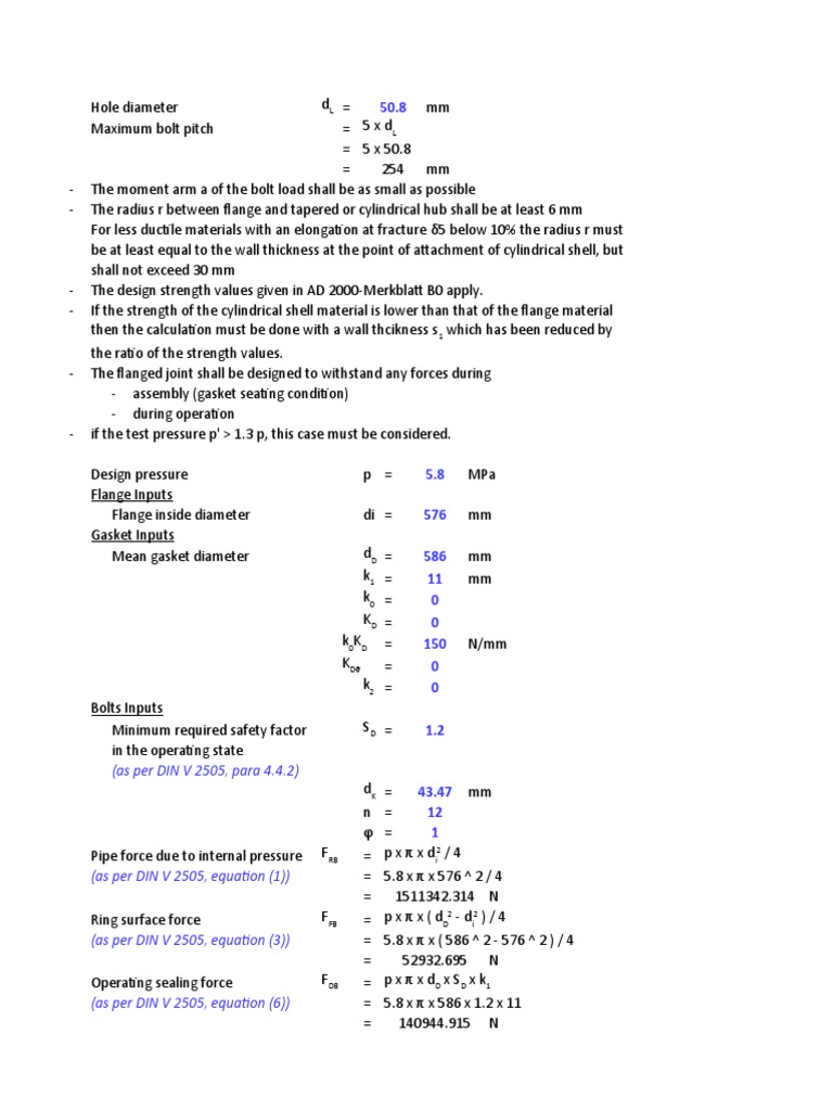 AD 2000 Flange Design Calculation DIN 2505 | PDF | Screw | Mechanical ...