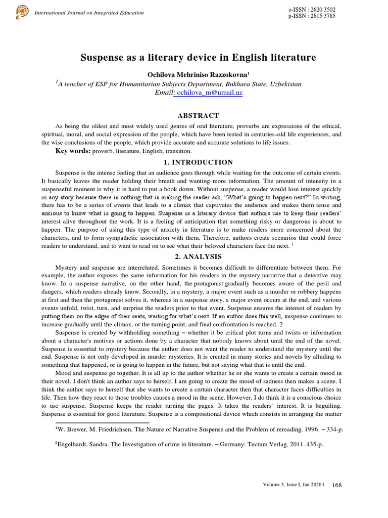 Suspense As A Literary Device in English Literature | PDF | Arthur ...