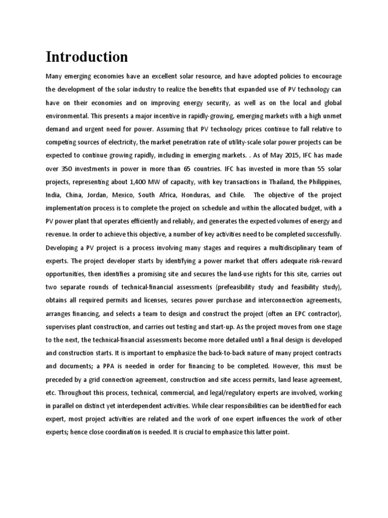 IFC Project Solar Project | PDF | Solar Power | Photovoltaics