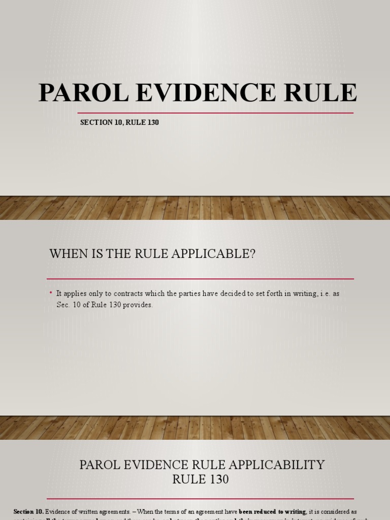 Parol Evidence Rule | PDF | Parol Evidence Rule | Business Law