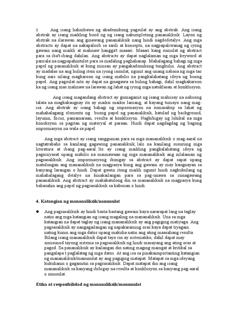 Ang Isang Halimbawa NG Akademikong Pagsulat Ay Ang | PDF